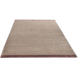 Teppich Theko "Miami 3286", beige, B:90cm H:8mm L:160cm, Viskose, Teppiche, Teppich, Handweb Teppich, gestreift, handgewebt, aus Viskose & Wolle