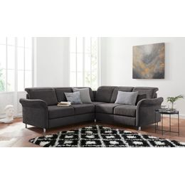 Sit & More Ecksofa SIT & MORE "Darwin L-Form", grau (fango), B:249cm H:83cm T:229cm, Sofas, Ecksofa, inklusive Federkern, wahlweise mit Kopfteilverstellung, Bettfunktion