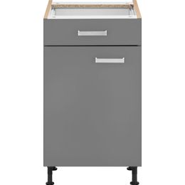 Unterschrank Optifit "Parma", grau (basaltgrau), B:50cm H:87cm T:58,4cm, Holzwerkstoff, Schr&auml;nke, Unterschrank, Breite 50 cm