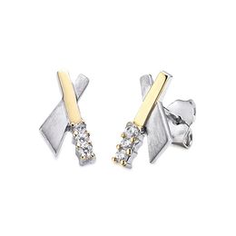 Paar Ohrstecker Bruno Banani "Schmuck Geschenk Silber 925 Ohrschmuck Ohrringe Stein", gold (silberfarben, gelbgoldfarben, kristallwei&szlig;, kristallwei&szlig;), Ohrringe, Damen, Silber 925 (Sterlingsilber), Paar Ohrstecker, mit Zirkonia (synth.)