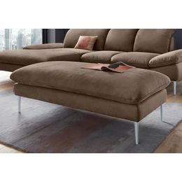 Hocker W.Schillig "enjoy&MORE", braun (mocca s37), B:151cm H:45cm T:71cm, Chenille-Flachgewebe R66 (85% Polyester, 15% Nylon);Longlife Xtra-Leder Z59: Glattleder mit modischer Pr&auml;gung. Hautst&auml;rke 0, 9 - 1, 1 mm;Stoff S37 (100% Polyester), Hocker, Hocker, F&uuml;&szlig;e silber matt, Breite 151 cm