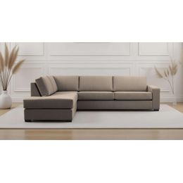 Ecksofa Home Affaire "Branwell", cappuccino, B:304cm H:86cm T:227cm, 100% Polyester, Sofas, Ecksofa, Breite 304 cm, Struktur fein, mit Wellenunterfederung