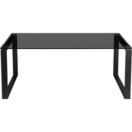 Couchtisch OTTO HOME "Simsbury", schwarz (rauchfarbenes glas, schwarz, schwarz, rauchfarbenes glas), B:110cm H:45cm T:70cm, Tische, Couchtisch, Tischplatte aus geh&auml;rtetem Glas 0,8 cm, Gestell aus Metall, H&ouml;he 45 cm