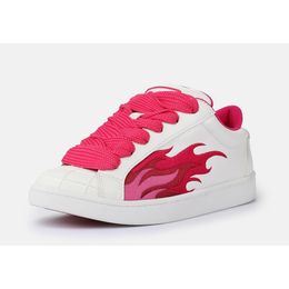 Sneaker Buffalo "LIBERTY", Damen, Gr. 38, wei&szlig;, pink, Lederimitat, kontrastfarbene Details, Schuhe Sneaker, Freizeitschuh, Schn&uuml;rschuh, Halbschuh mit trendigem Flammenmotiv