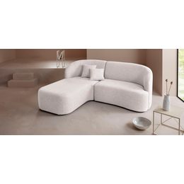 Ecksofa "Dilara L-Form", beige (creme), B:227cm H:87cm T:177cm, Struktur fein 100% Polyester);Samtoptik (100% Polyester);Boucl&eacute; (100% Polyester), LeGer Home by Lena Gercke, Sofas, Ecksofa, gerundete R&uuml;ckenlehne und Front, in 3 Bezugsqualit&auml;ten
