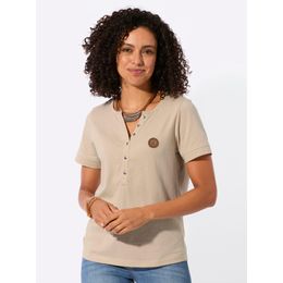 Kurzarmshirt Casual Looks "Shirt", Damen, Gr. 54, beige, 100% Baumwolle, unifarben, Rundhals, Shirts Kurzarmshirt
