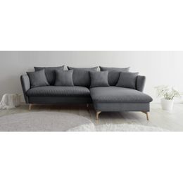 Ecksofa OTTO HOME "MERLE, 258 cm, L-Form, traumhafter Cord", grau (anthrazit), B:258cm H:91cm, 100% Polyester;Federung Ottomane : 12 x Feder Type B 1650mm;Ferderung 2 Sitzer: 10 x Feder Type B 650 mm;PU-Schaum und Nosag-Federung;Sitz und Funktion: Schaum T30/40 8 cm, Sofas, Ecksofa, mit Bettfunktion und Bettkasten, Liegefl&auml;che 224 x 139