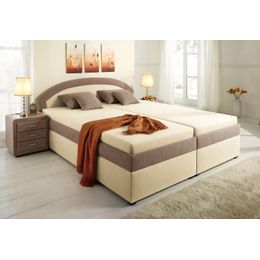 Polsterbett Maintal, braun (creme, cappuccino), B:93cm H:96cm L:208cm, Betten, Polsterbett