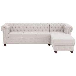 Chesterfield-Sofa Home Affaire "New Castle L-Form", silber, B:255cm H:72cm T:171cm, Sofas, Chesterfield-Sofa, hochwertige Knopfheftung in Chesterfield-Design, B/T/H: 255(171/72)