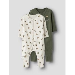 Pyjama name it "NBMNIGHTSUIT 2P ZIP FF ROBOT NOOS", Jungen, Gr. 74, jet stream pack:w, tea leaf, Jersey, Obermaterial: 100% Baumwolle, bedruckt, regular fit, Rundhals, Homewear-Sets Pyjama