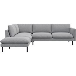 Ecksofa FLEXLUX "Bolzano Designsofa, bequem durch Kaltschaum im Sitz, L-Form", grau (sophisto grau), B:262cm H:61cm T:222cm, 100% Polyester, Sofas, Ecksofa, lose Sitz -& R&uuml;ckenkissen, hohe F&uuml;&szlig;e