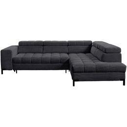 Ecksofa exxpo - SOFA FASHION "Bocco, hochwertige Verarbeitung, toller Sitzkomfort, bequem, L-Form", anthrazit, B:276cm H:75cm T:203cm, 90% PES, 10% NY, Sofas, Ecksofa, wahlweise mit Bettfunktion u. Bettkasten, inkl. Kopfteilverstellung