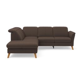 Sit & More Ecksofa SIT & MORE "Romero L-Form", braun (dunkelbraun), B:250cm H:91cm T:220cm, 100% Polyester, Sofas, Ecksofa, wahlweise mit oder ohne TV-Funktion, Bettfunktion, Bettkasten