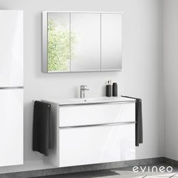 Duravit ME by Starck Waschtisch, evineo ineo4 Unterschrank B: 103 cm, mit Griff, mit Spiegelschrank f&uuml;r die Schweiz,, 23361032001+BE0267WH+BEA042MI,