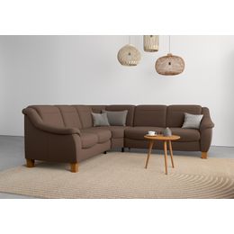 Ecksofa Home Affaire "Caldera L-Form", braun (espresso), B:270cm T:250cm, 98% Polyester 2% Polyamid, Sofas, Ecksofa, Federkern, wahlweise mit Kopfteilverstellung, Bettfunktion, Bettkasten