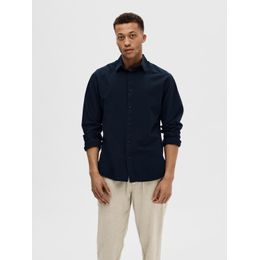 Leinenhemd Selected "SLHSLIMNEW-LINEN SHIRT LS NOOS", Herren, Gr. S, N-Gr, wei&szlig; (sky captain), Web, Obermaterial: 71% Baumwolle, 29% Leinen, unifarben, slim fit, Hemden Leinenhemd, unifarben