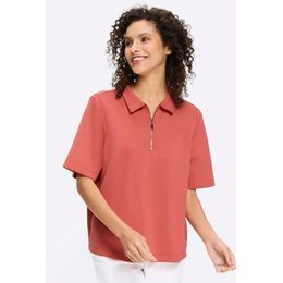 T-Shirt Heine "Shirt", Damen, Gr. 42, grapefruit, 55% Viskose, 40% Polyester, 5% Elasthan, unifarben, Rundhals, Shirts T-Shirt