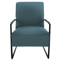 K+w Komfort & Wohnen Cocktailsessel K+W KOMFORT & WOHNEN, blau (topas), B:62cm H:77cm T:83cm, Sessel, Cocktailsessel, mit bezogenen Armlehnen, Gestell in Metall schwarz Struktur