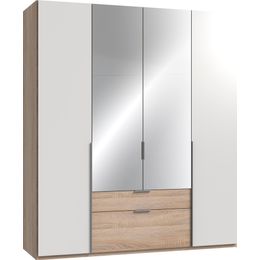 Kleiderschrank wimex "New York", wei&szlig; (struktureichefarben hell,wei&szlig;, spiegel), B:180cm H:208cm T:58cm, Schr&auml;nke, Kleiderschrank, mit Spiegelt&uuml;r