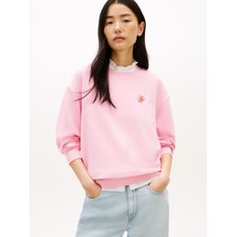 Sweatshirt Tommy Hilfiger "TH SCRIPT REG SWEATSHIRT", Damen, Gr. XS (34), classic pink, Sweatware, Obermaterial: 83% Baumwolle, 13% Polyester, 4% Elasthan, unifarben, gerade normal, Rundhals, Sweatshirts Sweatshirt, mit kleinem Logo-Stick