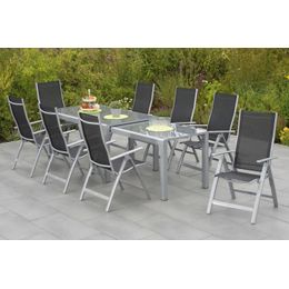 Garten-Essgruppe Merxx "Carrara", schwarz (silber, schwarz), Polyester, Aluminium, Polyester, Sitzm&ouml;bel-Sets, Garten-Essgruppe