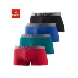 Hipster s.Oliver, Herren, Gr. M, 4 Stk., bunt (rot, petrol, blau, schwarz), Jersey, Obermaterial: 92% Baumwolle, 8% Elasthan (LYCRA), unifarben, k&ouml;rpernah, Unterhosen Hipster, knapp sitzende Boxershorts f&uuml;r Herren aus Baumwoll-Mix, Topseller