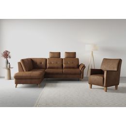 Sit & More Ecksofa SIT & MORE "G&ouml;teborg", braun (cognac), B:250cm H:90cm T:226cm, Sofas, Ecksofa, inkl. Sitztiefenverstellung, wahlweise mit Bettfunktion & Bettkasten
