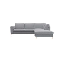 Ecksofa FLEXLUX "Fiore, L-Form", grau (sophisto gre), B:241cm H:85cm T:225cm, 100% Polyester, Sofas, Ecksofa, breite Armlehnen, F&uuml;&szlig;e Alu/Eiche, B/T 241/225 cm, Kaltschaum im Sitz
