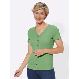 Kurzarmshirt Casual Looks "Shirt", Damen, Gr. 46, gr&uuml;n (apfel), 95% Viskose, 5% Elasthan, unifarben, V-Ausschnitt, Shirts Kurzarmshirt