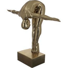 Dekofigur Gilde "Skulptur Cliffhanger Cliffhanger goldfarben H. 46,5 cm", goldfarben, B:56cm H:46,5cm T:17cm, Kunstharz, Dekofiguren, Dekofigur