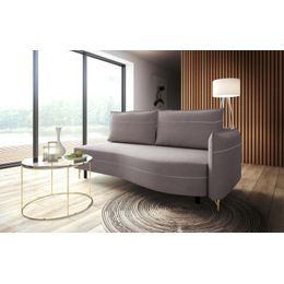 Loungesofa exxpo - SOFA FASHION "Ortis mit toller Kontrastnaht, Solit&auml;rm&ouml;bel, bequem, schmale Armlehne", lila, B:212cm H:93cm T:114cm, Sofas, Loungesofa, Schlafsofa mit Bettfunktion und Bettkasten, komfortabler Federkern
