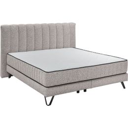 Boxspringbett "Baldwin", grau, B:202cm L:212cm, 95% Polyester, 5% Cotton, SET ONE BY Musterring, Komplettbetten, Boxspringbett, Liegefl&auml;che 180 x 200 cm, Duo-Matratze, Kopfteil mit Steifensteppung