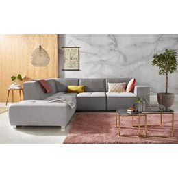 Ecksofa Home Affaire "Sapporo L-Form", grau, B:272cm H:78cm T:222cm, Struktur fein (100% Polyester);Luxus-Microfaser weich (90% Polyester, 10% Polyacryl);Struktur impr&auml;gniert (100% Polyester), Sofas, Ecksofa, wahlweise Bettfunktion oder Sitztiefenverstellung, Federkern
