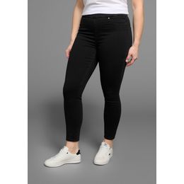Skinny-fit-Jeans Arizona "Ultra Stretch - Curve Collection", Damen, Gr. 50, N-Gr, schwarz (schwarz schwarz), Denim/Jeans, Obermaterial: 66% Baumwolle, 30% Polyester, 4% Elasthan, Basic, skinny fit kn&ouml;chellang, Jeans Skinny-fit-Jeans, High Waist