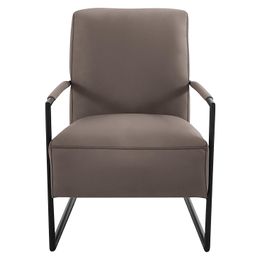 K+w Komfort & Wohnen Cocktailsessel K+W KOMFORT & WOHNEN, braun (coffee), B:62cm H:77cm T:83cm, Sessel, Cocktailsessel, mit bezogenen Armlehnen, Gestell in Metall schwarz Struktur