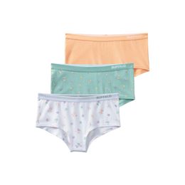 Panty Buffalo, M&auml;dchen, Gr. 170/176, 3 Stk., wei&szlig; (wei&szlig;, apricot, mint), Single Jersey, Obermaterial: 92% Baumwolle, 8% Elasthan, bedruckt, unifarben, Unterhosen Panty, Uni und Bl&uuml;mchen-Print in einer Packung