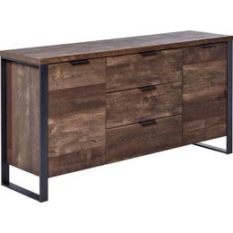 Sideboard Jahnke "LOOP SB 150", braun (vintage eiche), B:150cm H:76,2cm T:39,5cm, Holzwerkstoff, Sideboards, Sideboard, mit 2 T&uuml;ren + 3 Schubladen, Breite ca. 150 cm