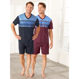 Shorty, Herren, Gr. 60/62, bunt (marine, bordeaux), 100% Baumwolle, Homewear-Sets Shorty