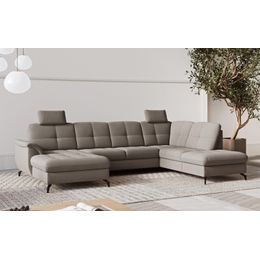 Sit & More Wohnlandschaft SIT & MORE "Zora", braun (schlamm), B:319cm H:92cm T:212cm, 100% Polyester, Sofas, Wohnlandschaft, wahlweise mit Bettfunktion und Bettkasten