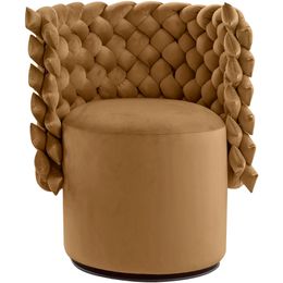 Sessel Calia italia "GIUGGIOLA Extravaganter Designsessel", beige (ocra), B:70cm H:81cm T:62cm, 100% Polyester, Sessel, Sessel, Drehsessel, wahlweise mit Drehfunktion