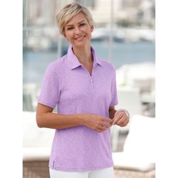 Poloshirt Casual Looks "Shirt", Damen, Gr. 42, lila (flieder, meliert), 50% Baumwolle, 45% Polyester, 5% Viskose, meliert, ohne Ausschnitt, Shirts Poloshirt