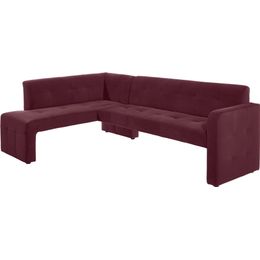 Eckbank exxpo - SOFA FASHION "Barista, bequem und elegant, hohe Bodenfreiheit", rot (burgundy), B:245cm H:83cm T:159cm, Luxus-Microfaser (100% Polyester), Sitzb&auml;nke, Eckbank, Eckbank Barista bequem und elegant, hochwertige Detailverarbeitung