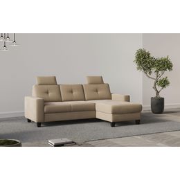 Ecksofa Home Affaire "Varese", braun (macciato), B:239cm H:91cm T:164cm, 100% Polyester, Sofas, Ecksofa, wahlweise mit Bettfunktion und Bettkasten