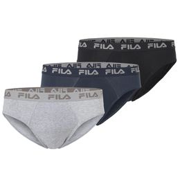 Slip Fila "MAN BRIEF", Herren, Gr. XXL, schwarz (schwarz navy grau), Jersey, Obermaterial: 95% Baumwolle, 5% Elasthan. Obermaterial 2: 67% Baumwolle, 28% Polyester, 5% Elasthan, unifarben, k&ouml;rpernah, Unterhosen Slip, elastischer Logobund