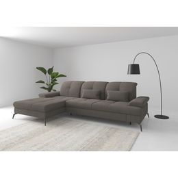 Sit & More Ecksofa SIT & MORE "Amica, L-Form, inkl. Sitztiefenverstellung & Armteilverstellung", schlamm, B:279cm H:90cm T:185cm, 100% Polyester, Sofas, Ecksofa, wahlweise mit Bettfunktion, Bettkasten und Kopfteilverstellung