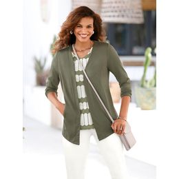 Shirtjacke Casual Looks "Shirtjacke", Damen, Gr. 46, gr&uuml;n (khaki), 50% Baumwolle, 50% Modal, unifarben, V-Ausschnitt, Shirts Shirtjacke