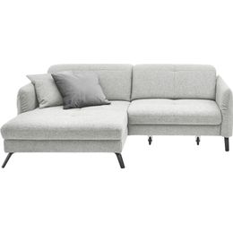Ecksofa "SO 4400 V", silber, B:259cm H:84cm T:167cm, 100% Polyester, SET ONE BY Musterring, Sofas, Ecksofa, wahlweise mit motorischer Bettfunktion & Kopfverstellung, Fu&szlig; schwarz