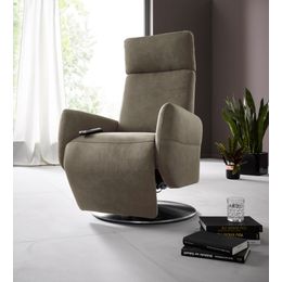 Sit & More Relaxsessel SIT & MORE "Kobra", grau (taupe), B:71cm H:108cm T:82cm, Luxus-Kunstleder;NaturLEDER (echtes Rindsleder);Luxus-Microfaser Vintageoptik (100% Polyester), kein typischer Microfaser Bezug, Sessel, Relaxsessel, in Gr&ouml;&szlig;e S, wahlweise mit Motor und Aufstehhilfe