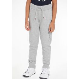 Sweathose Tommy Hilfiger "ESSENTIAL SWEATPANT", M&auml;dchen, Gr. 8 (128), N-Gr, grau (hellgrau meliert), Obermaterial: 100% Baumwolle, meliert, normal, Hosen Sweathose, Kinder Kids Junior MiniMe,f&uuml;r M&auml;dchen