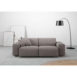 2,5-Sitzer Home Affaire "Glimminge auch in Breitcord, Feincord + Easy care-Bezug", grau (taupe), B:214cm H:71cm T:101cm, Sofas, 2 5-Sitzer, besondere Kedern&auml;hte, Zierkissen